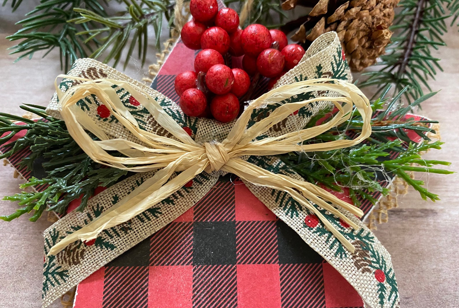 Farmhouse Star Ornament Buffalo Check Christmas Tree - Etsy