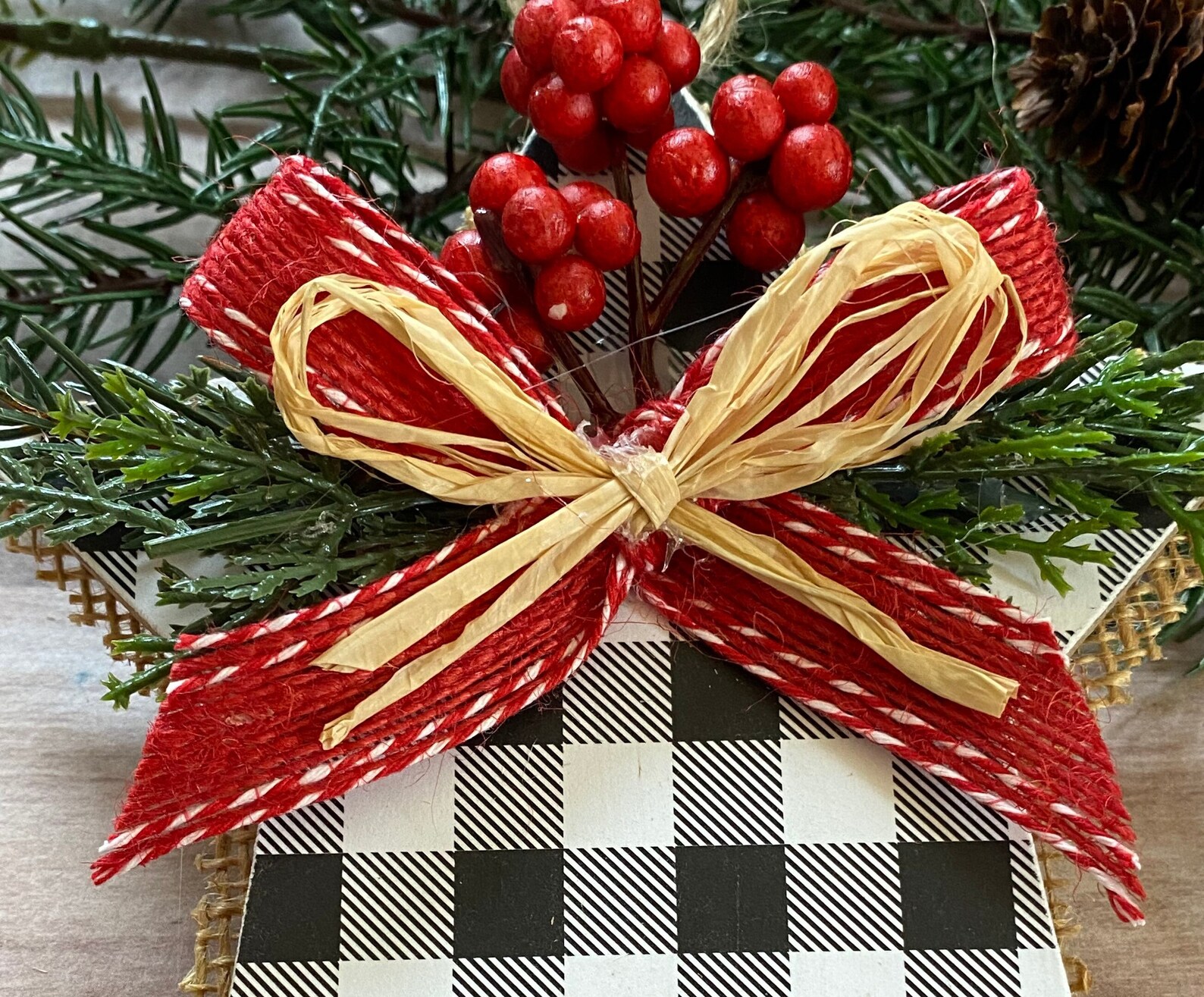 Farmhouse Star Ornament Buffalo Check Christmas Tree - Etsy