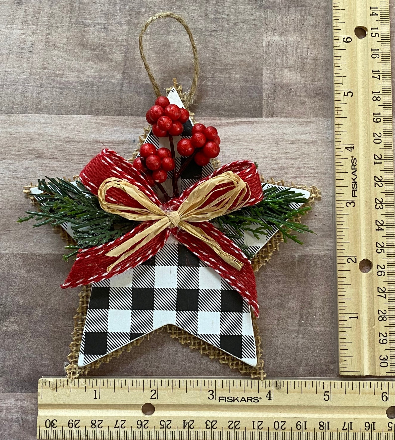 Farmhouse Star Ornament Buffalo Check Christmas Tree - Etsy