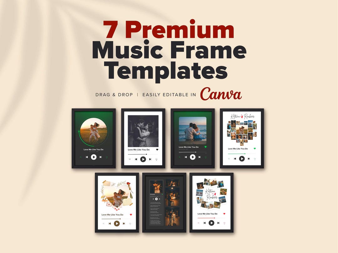 Music Plaque Canva Template, Custom Song Frame Gift | Unique Valentines ...