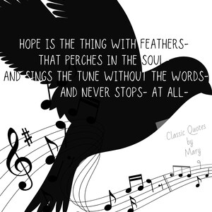 Emily Dickinson "hope is the Thing With Feathers" Quote, Printable ...