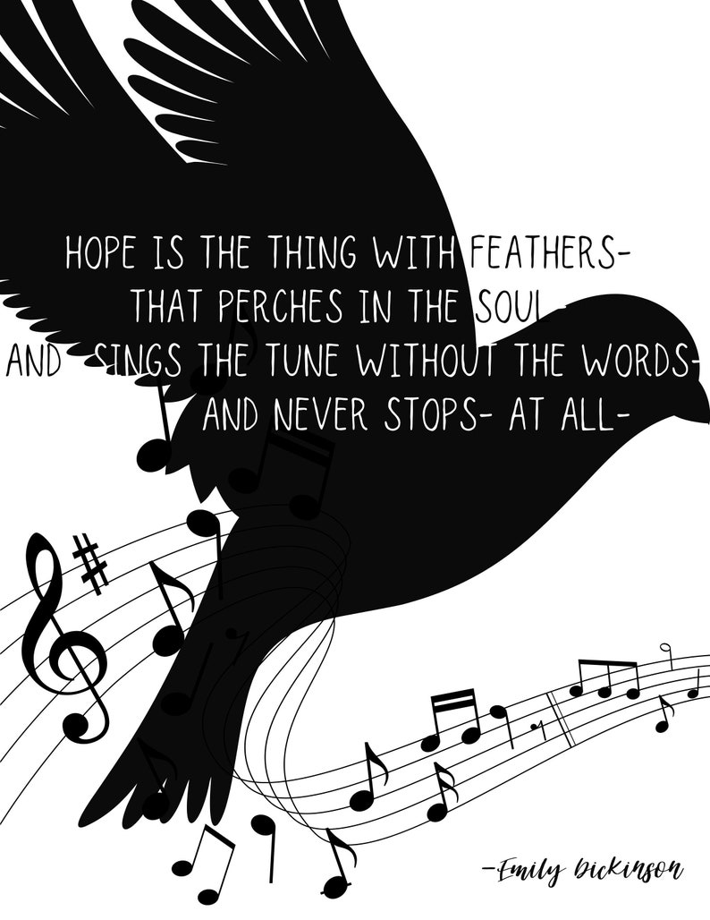 Emily Dickinson hope is the Thing With Feathers Quote, Printable Poetry ...