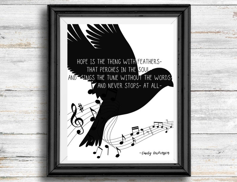 Emily Dickinson "hope is the Thing With Feathers" Quote, Printable ...