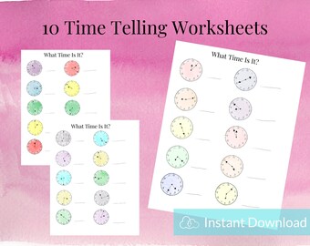 Learn to Tell Time Poster & Worksheets, Telling Time Poster, What Time ...