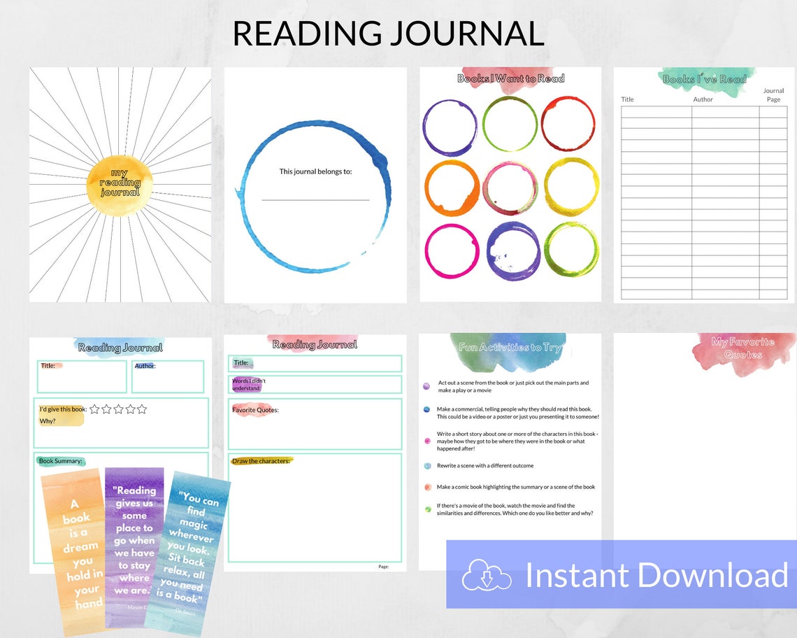 Reading Journal Printable PDF for Kids, Tweens, and Teens - Etsy