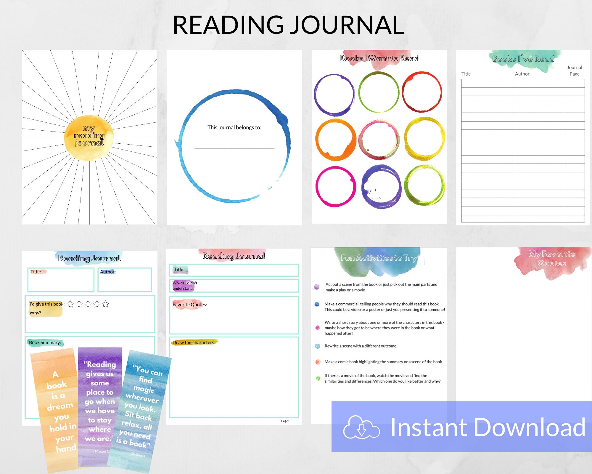 Reading Journal Printable PDF for Kids, Tweens, and Teens - Etsy