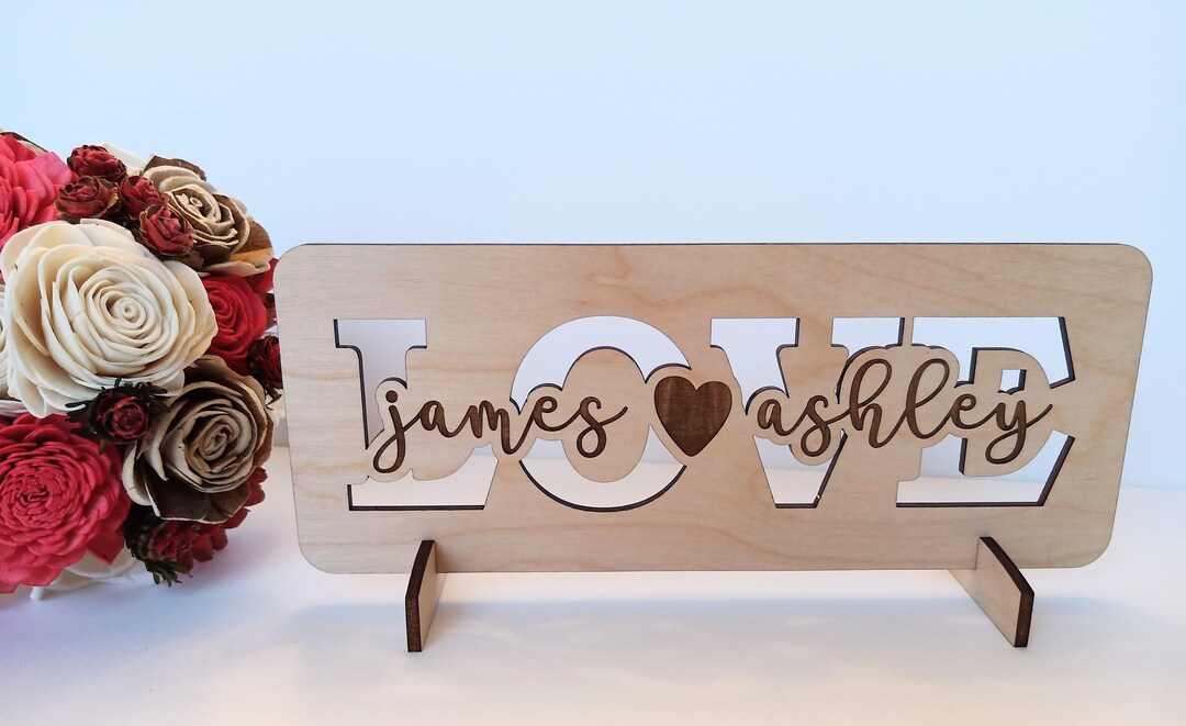 Custom Love Name Sign | Engraved Wood Sign | Valentine's Day Gift ...