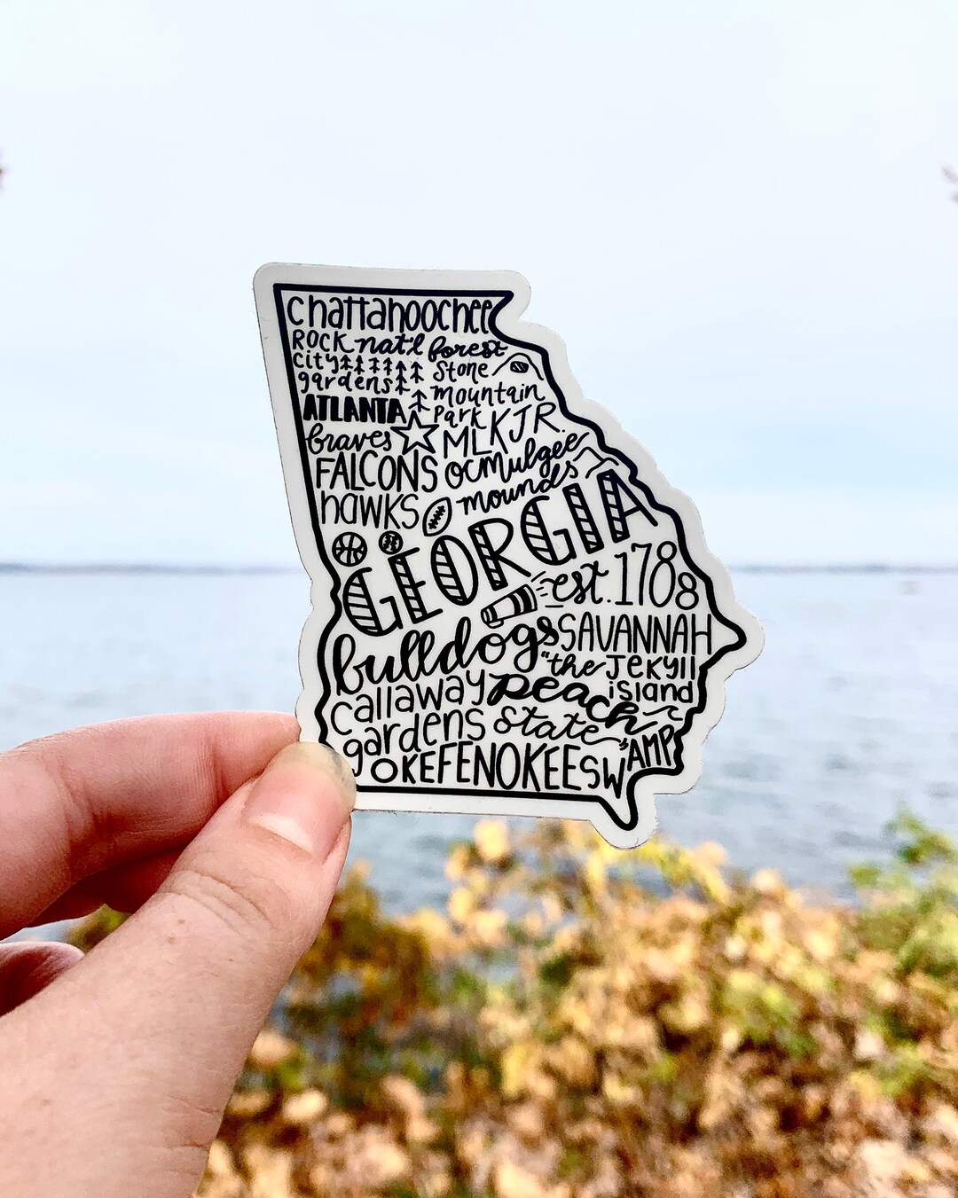 Georgia Typography Word Art Vinyl Sticker (WATERPROOF) • Laptop, Water ...