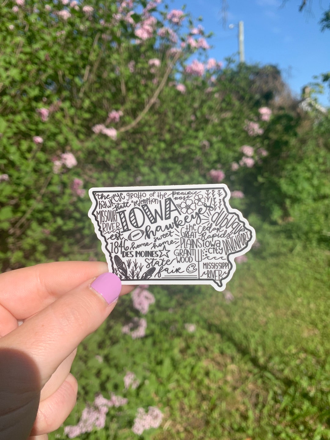 Iowa Typography Vinyl Sticker (WATERPROOF) | Laptop, Water Bottle ...