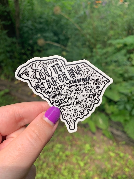 South Carolina Typography Vinyl Sticker WATERPROOF Laptop | Etsy