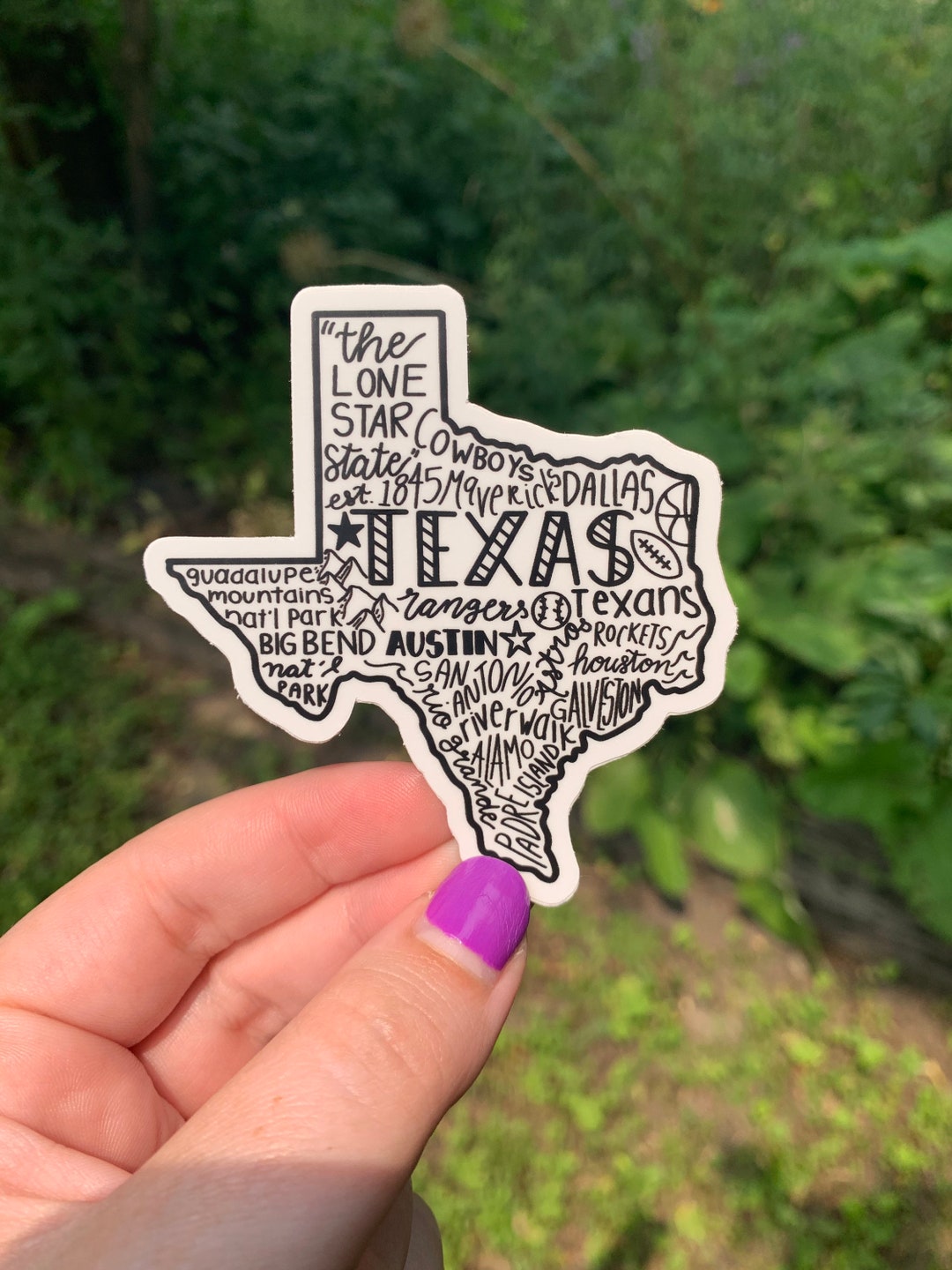Texas Typography Vinyl Sticker (WATERPROOF) | Laptop, Water Bottle ...