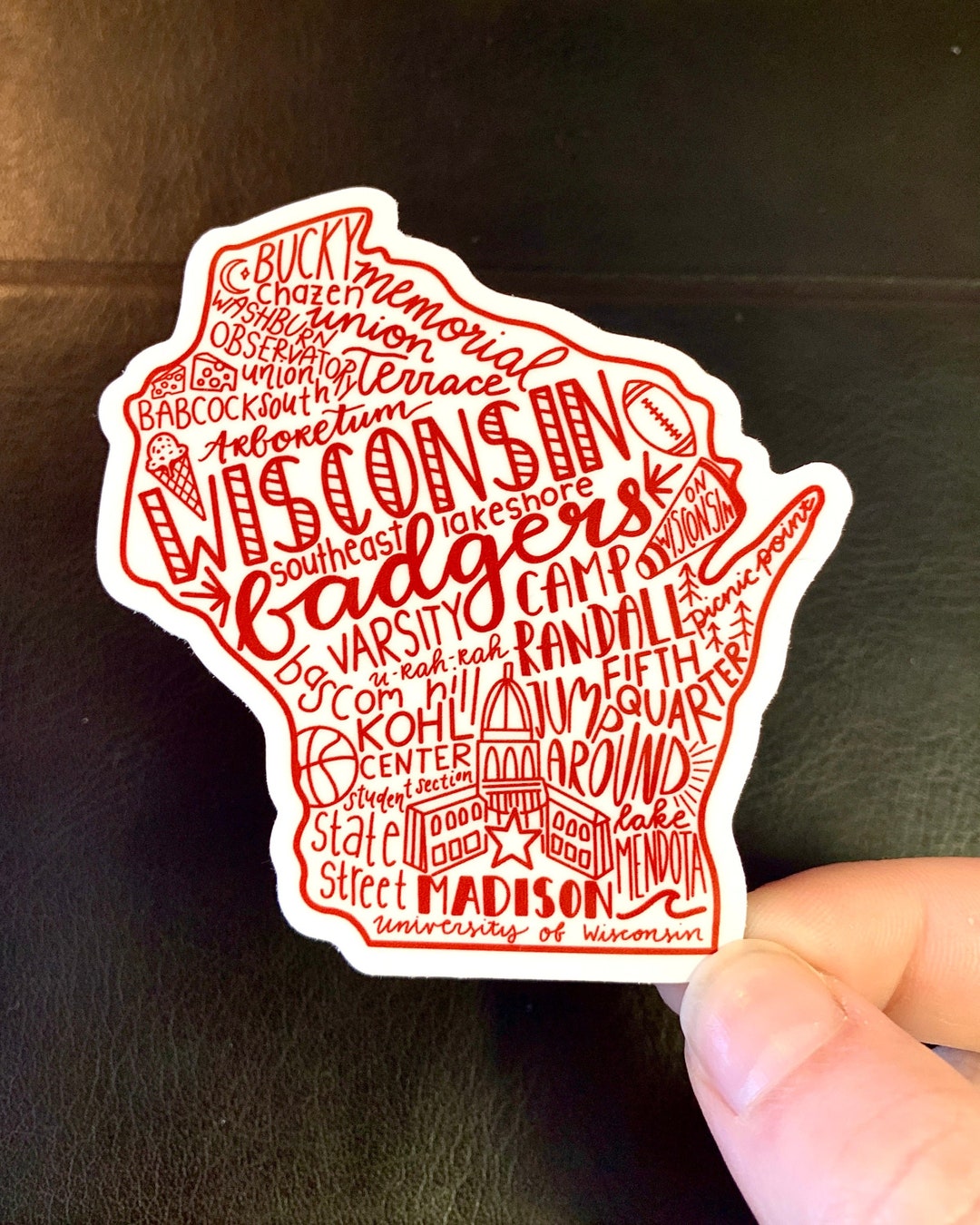 University of Wisconsin Typography Vinyl Sticker (WATERPROOF) | Laptop ...