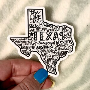 Texas Typography Vinyl Sticker (WATERPROOF) | Laptop, Water Bottle ...