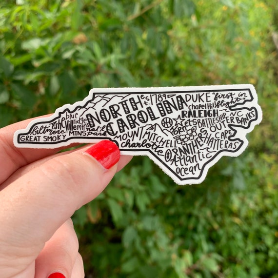 North Carolina Typography Vinyl Sticker WATERPROOF Laptop - Etsy