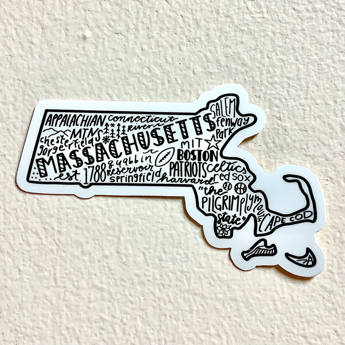 Massachusetts Typography Vinyl Sticker (WATERPROOF) | Laptop, Water ...