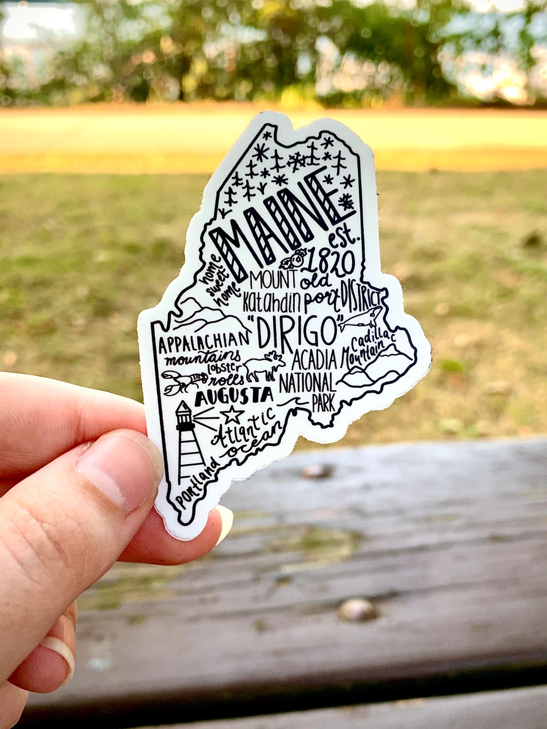 Maine Typography Vinyl Sticker (WATERPROOF) | Laptop, Water Bottle ...