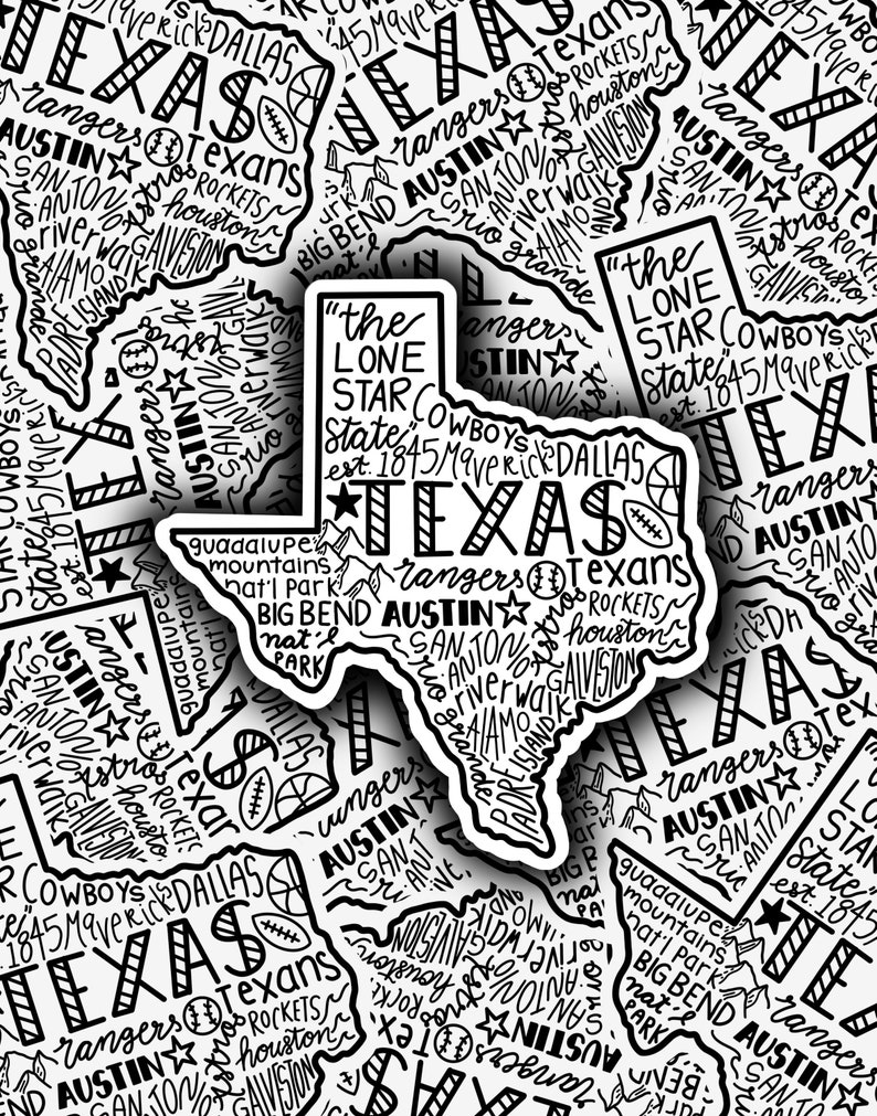 Texas Typography Vinyl Sticker WATERPROOF Laptop Water - Etsy