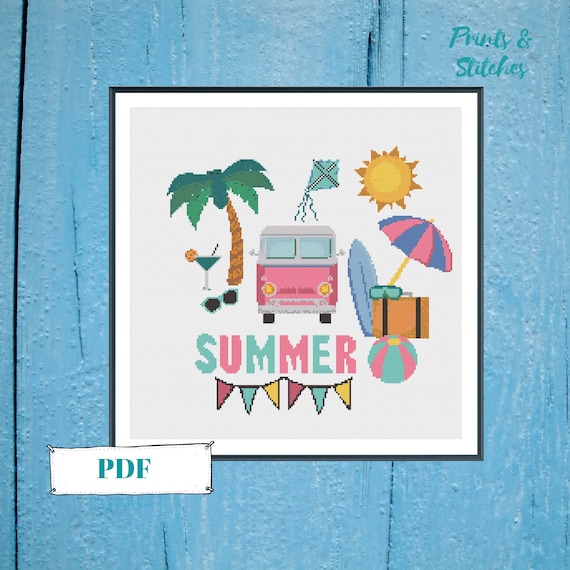 Summer Cross Stitch Pattern PDF Cross Stitch Chart Gift | Etsy