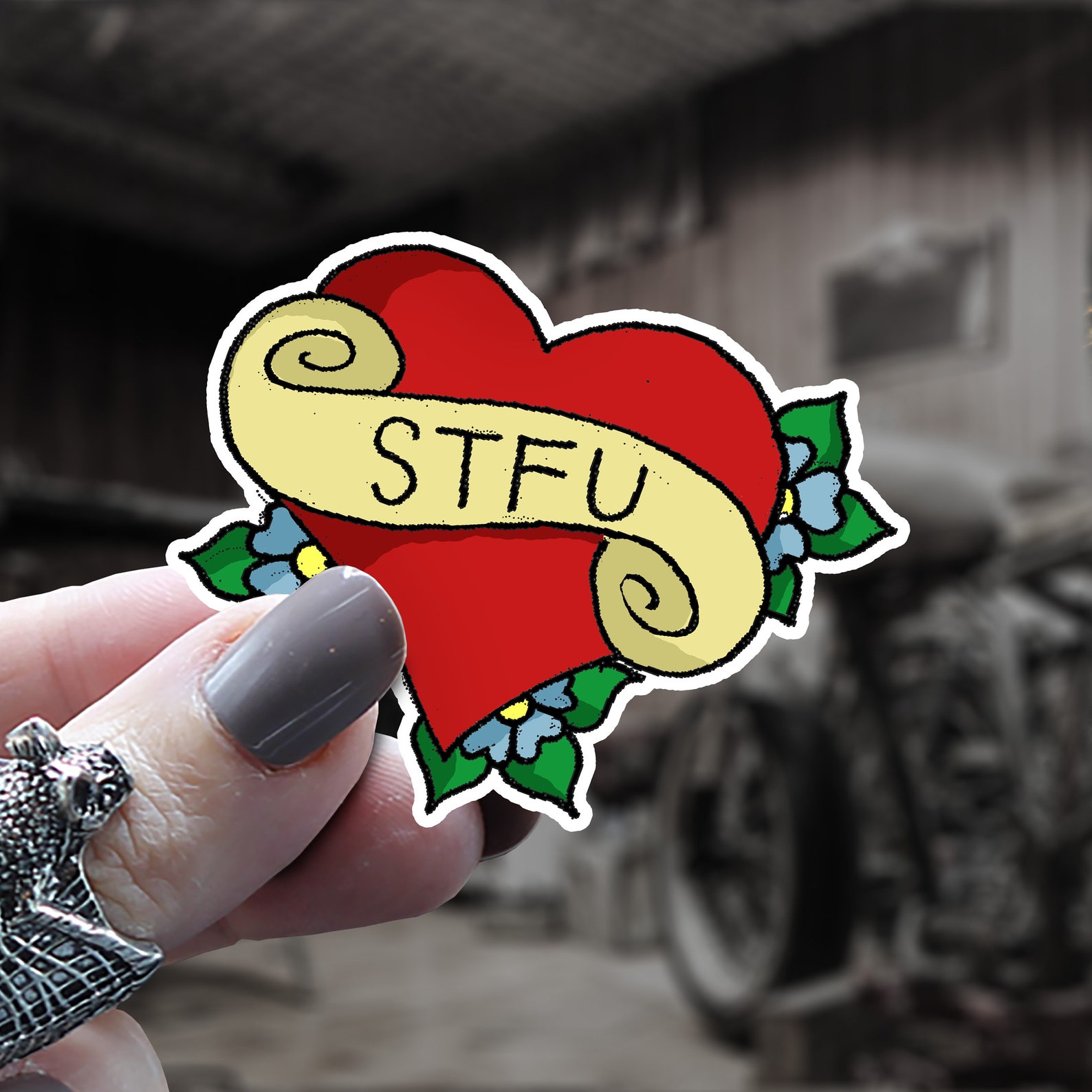 STFU Heart Tattoo Vinyl Sticker - Etsy