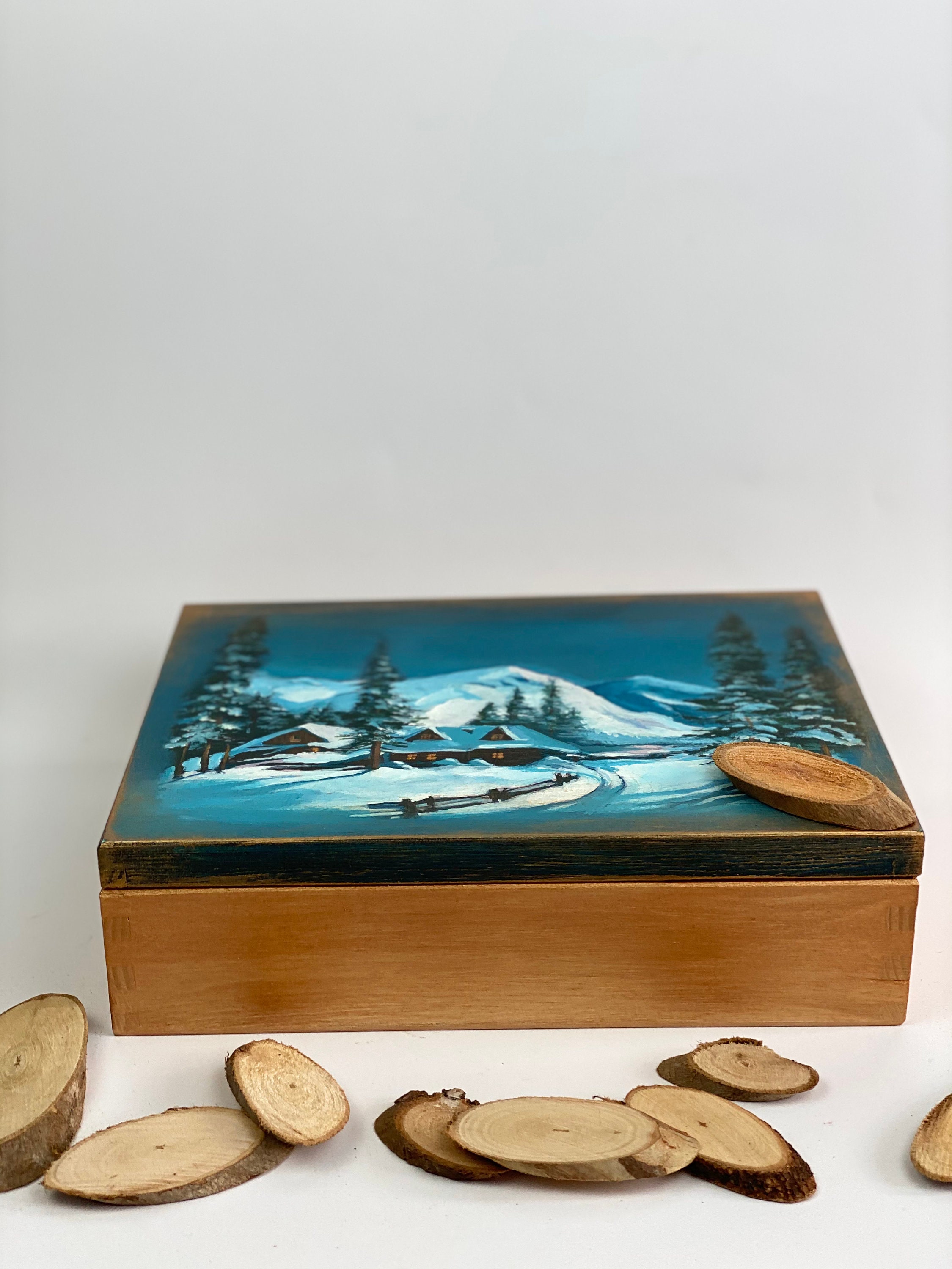 Tea Bag Storage Wooden Blue Tea Box With 12 Slots Big - Etsy Sweden