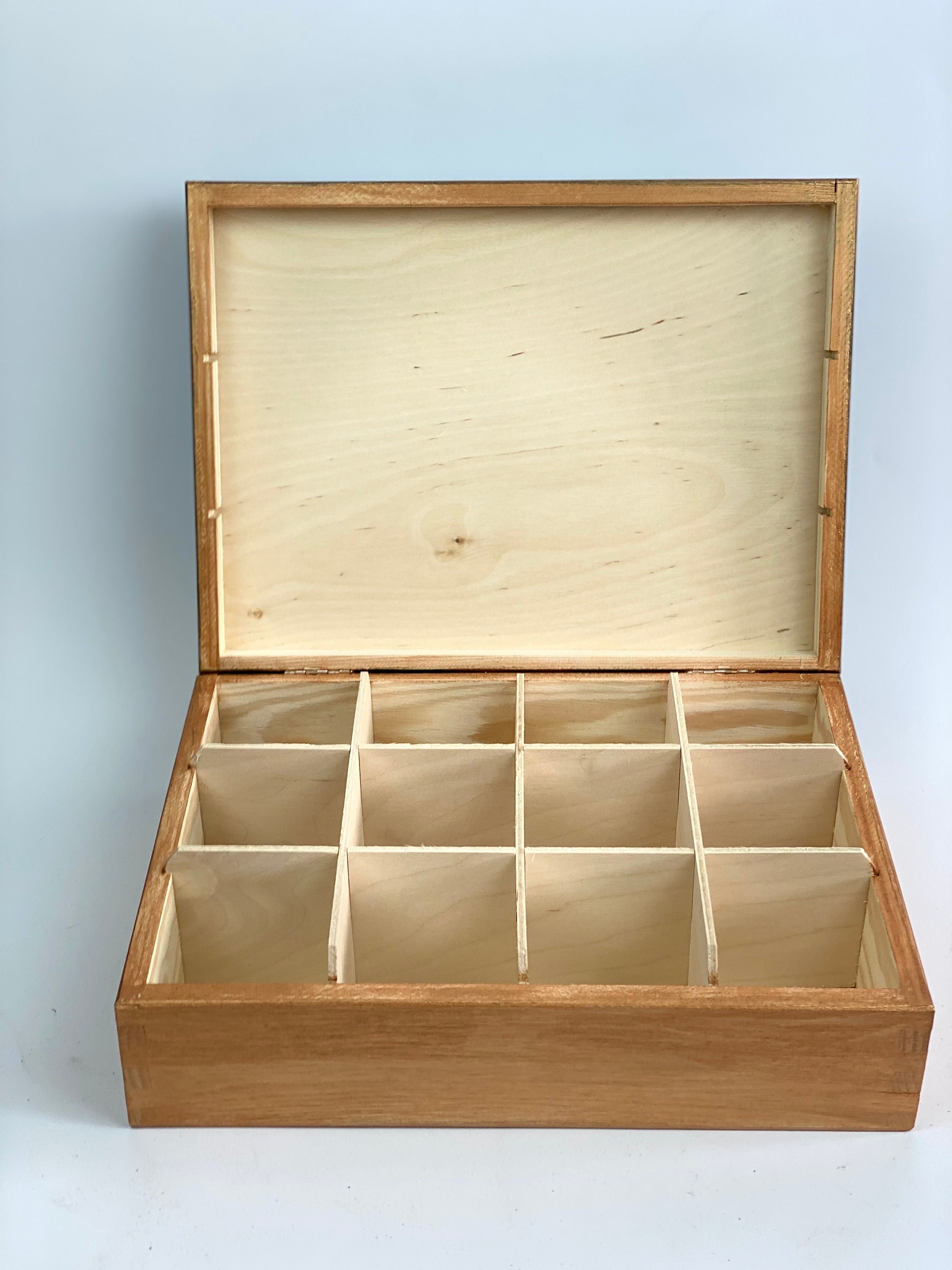 Tea Bag Storage Wooden Blue Tea Box With 12 Slots Big - Etsy Sweden
