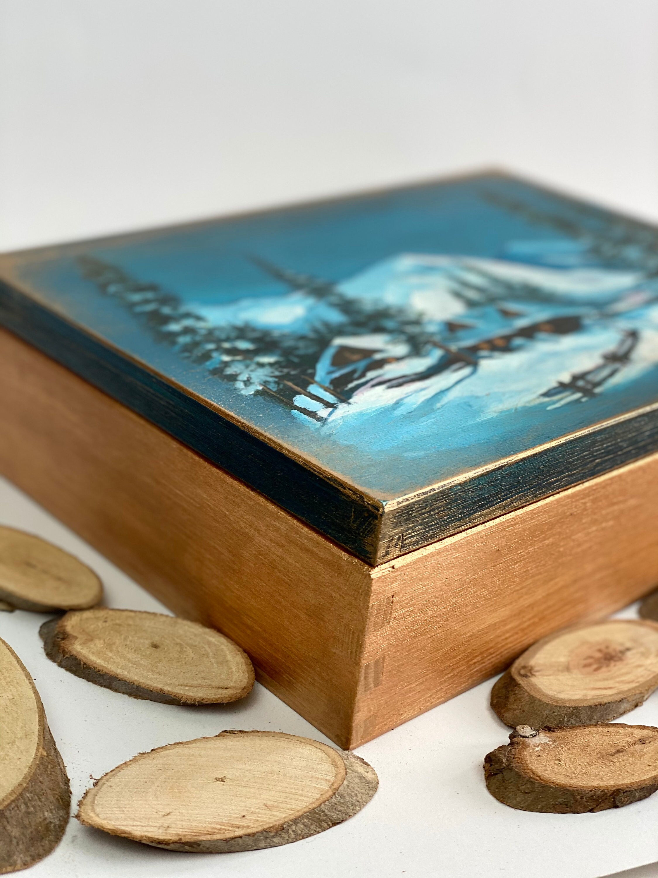 Tea Bag Storage Wooden Blue Tea Box With 12 Slots Big - Etsy Sweden