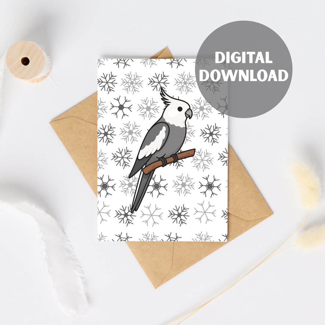 Printable Christmas Cockatiel Card | Bird Lover Holiday Card (digital ...