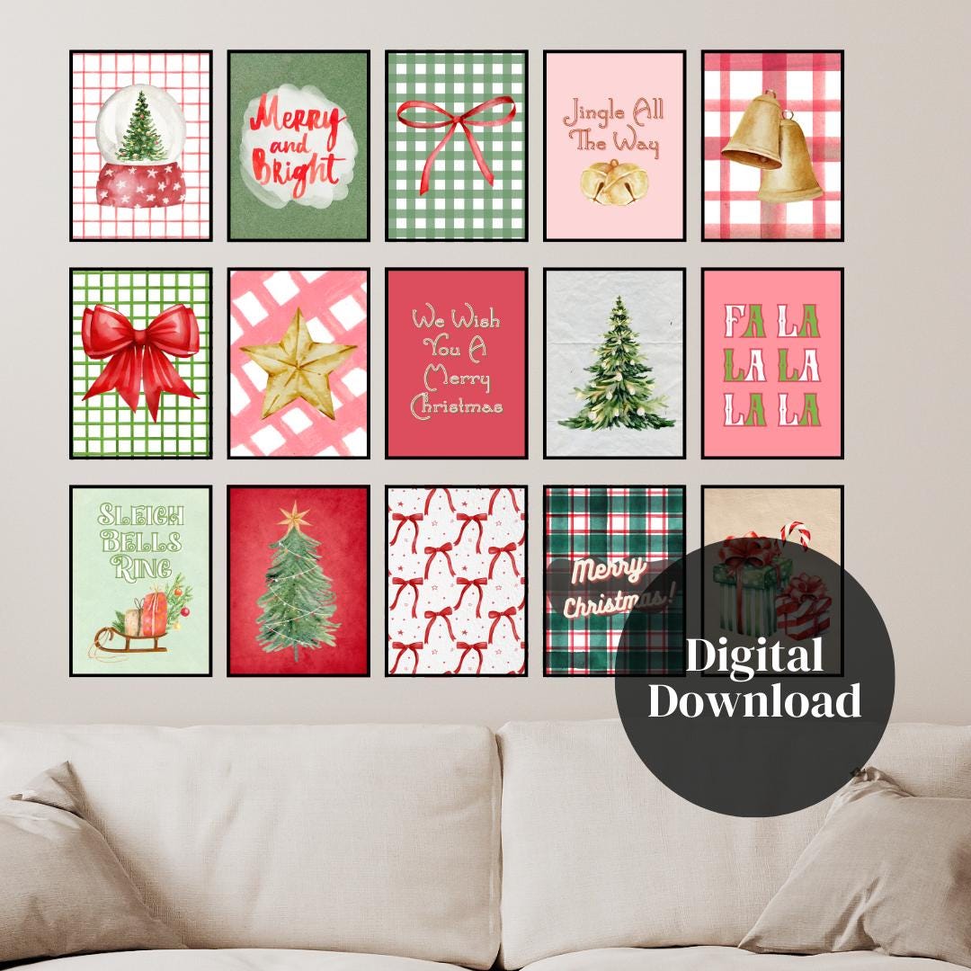 Christmas Wall Art Prints Set of 15, Mega Bundle Holiday Wall Art ...