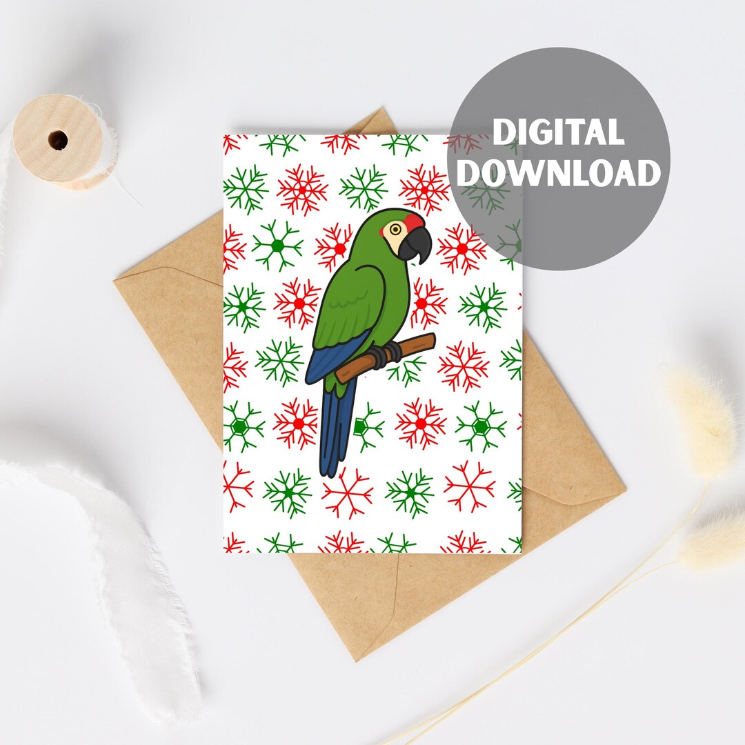 Printable Christmas Military Macaw Card | Digital Download Foldable ...