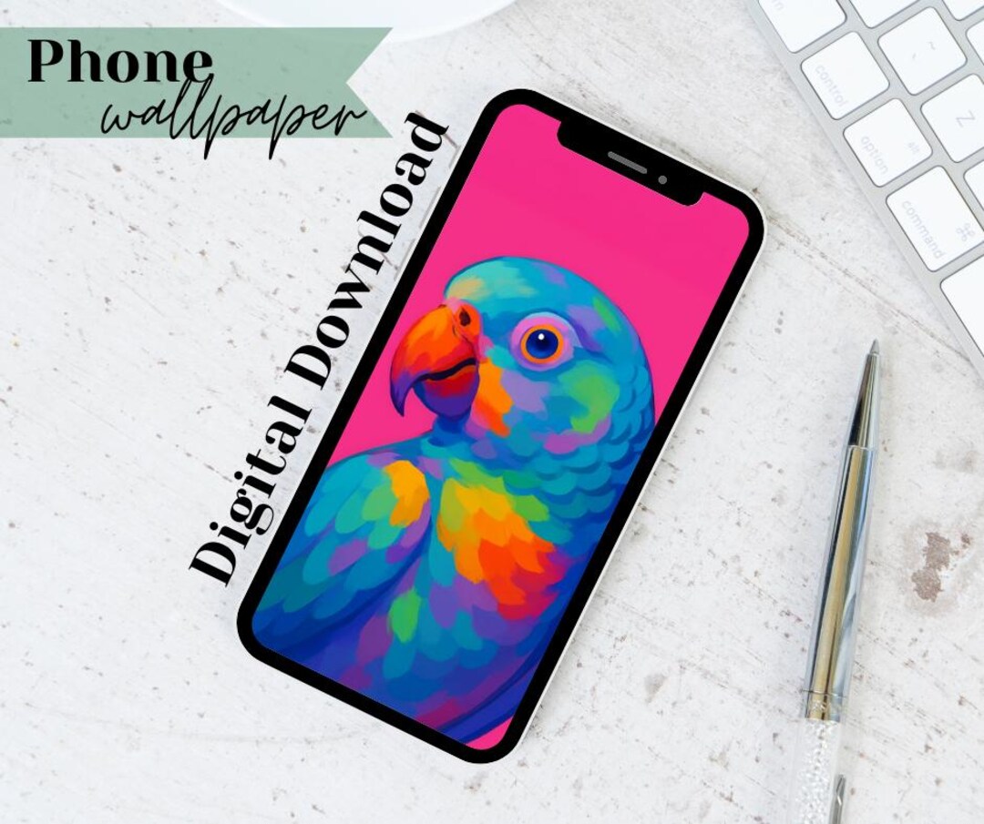 African Grey Parrot Phone Wallpaper – Digital Download Pop Art Pet ...