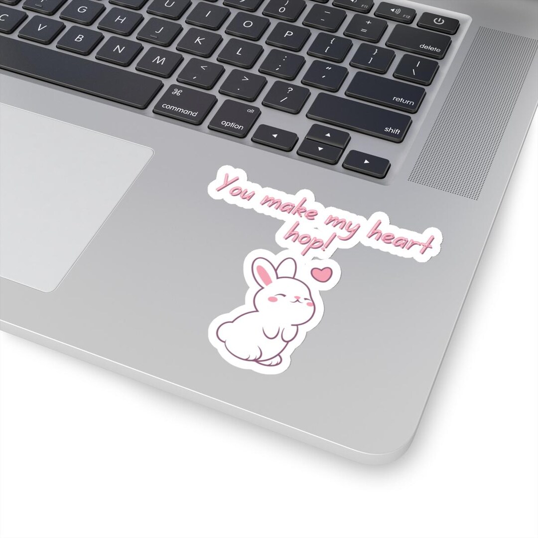 Valentine's Day Sticker, Cute Decal for Laptops, Bunny Sticker Kiss-cut ...