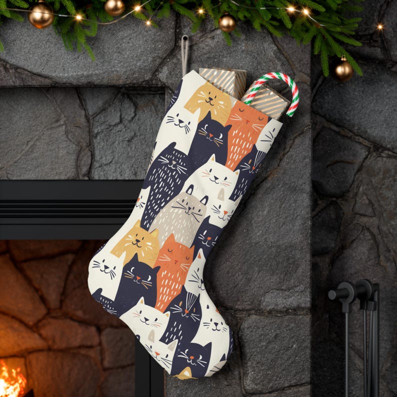 Custom Cat Christmas Stocking Cat Lovers Stocking Xmas Stocking Gifts ...