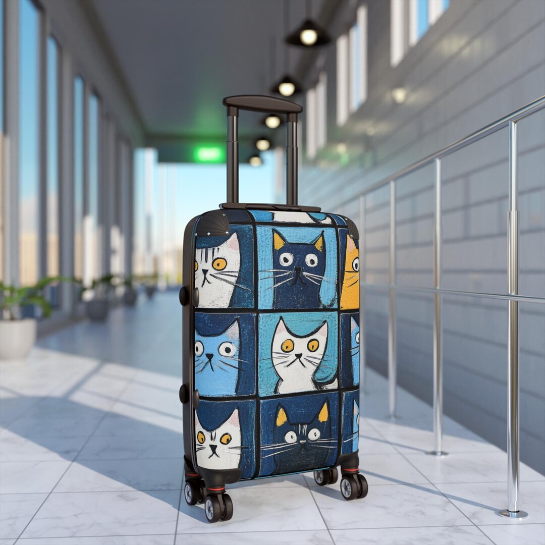 Cat Suitcase Travel Luggage Bag for Cat Lovers Cute Animal Carry-on ...