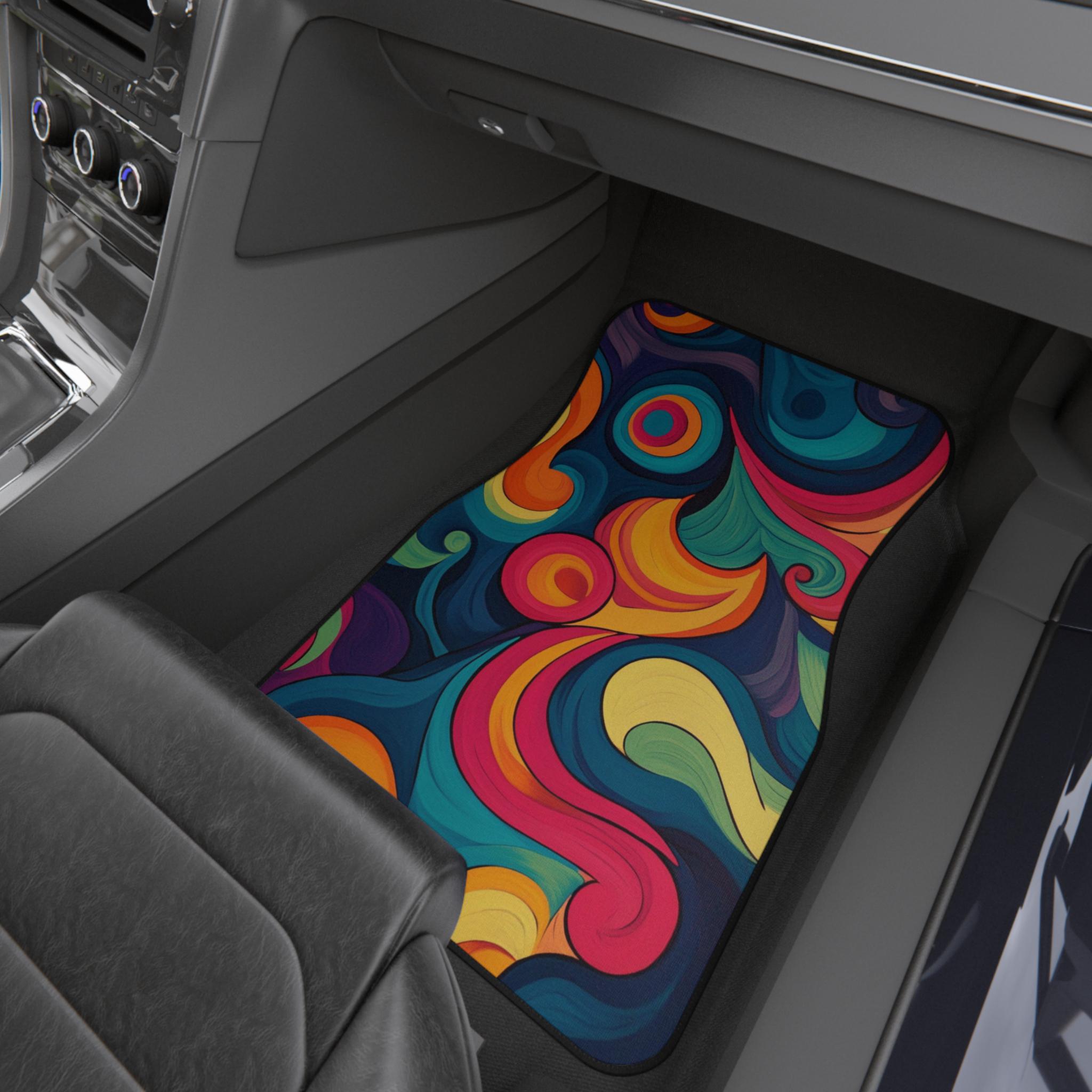 Trippy Art 70s Art Custom Boho and Hippie Car Mats 2x Front Custom Car ...