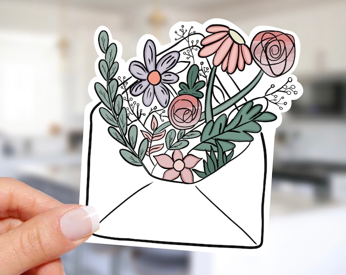 Flower Envelope Sticker - Waterproof Stickers Boho Stickers Positive ...