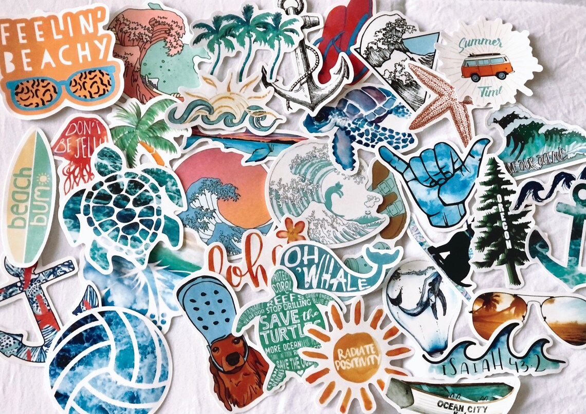 BEACH STICKER PACK Beach Stickers Aesthetic Stickers Boho - Etsy