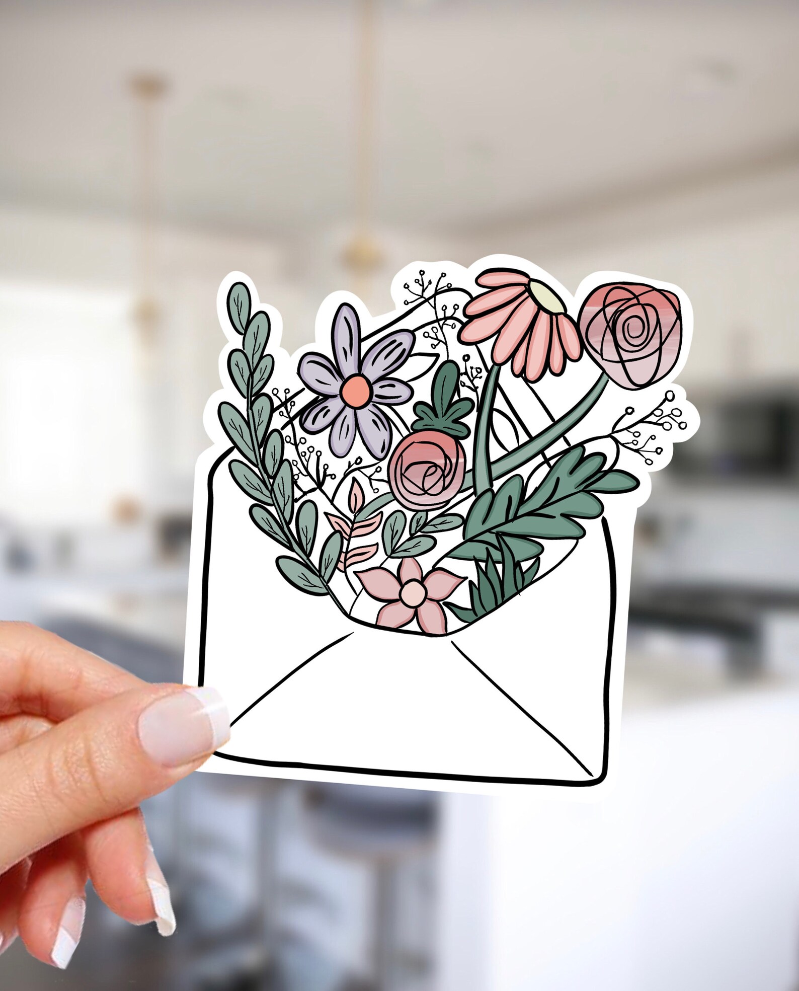 Flower Envelope Sticker Waterproof Stickers Boho Stickers | Etsy