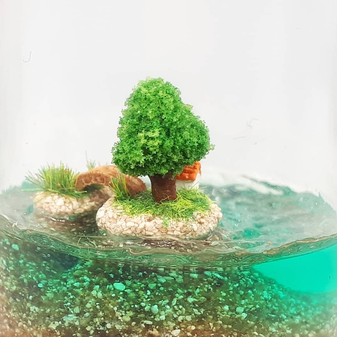 Miniature Island Diorama. Lake Island. Turquoise Water. Miniature ...