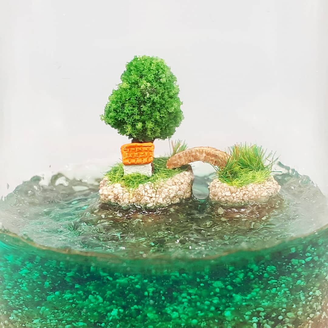 Miniature Island Diorama. Lake Island. Turquoise Water. Miniature ...