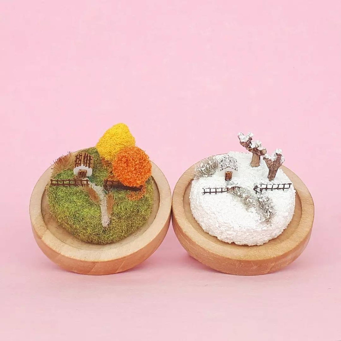 Miniature Four Seasons Diorama. Spring Summer Autumn Winter. Four ...