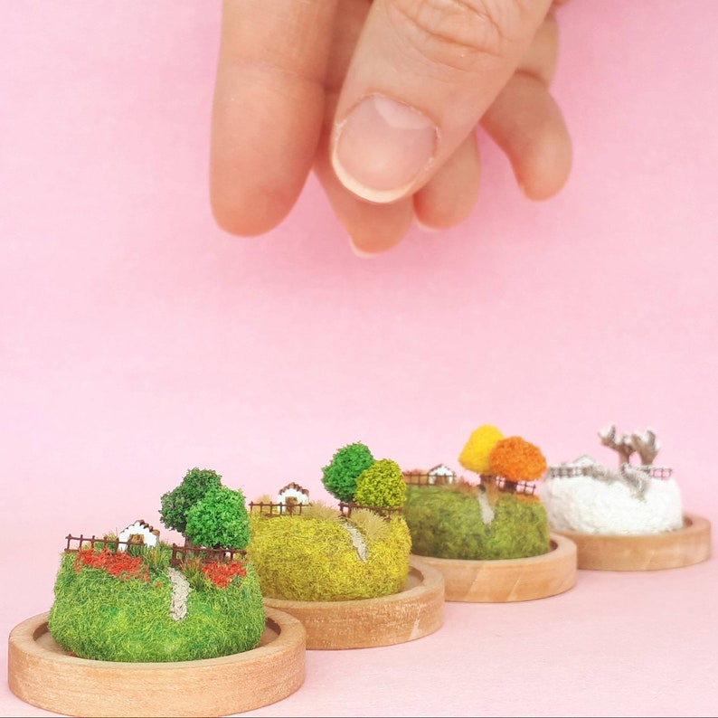 Miniature Four Seasons Diorama. Spring Summer Autumn Winter. Four ...
