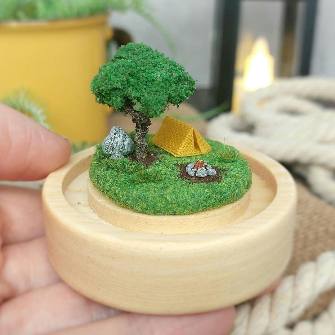 Miniature Camping Diorama. Camping Bonfire Forest Diorama. Camping ...