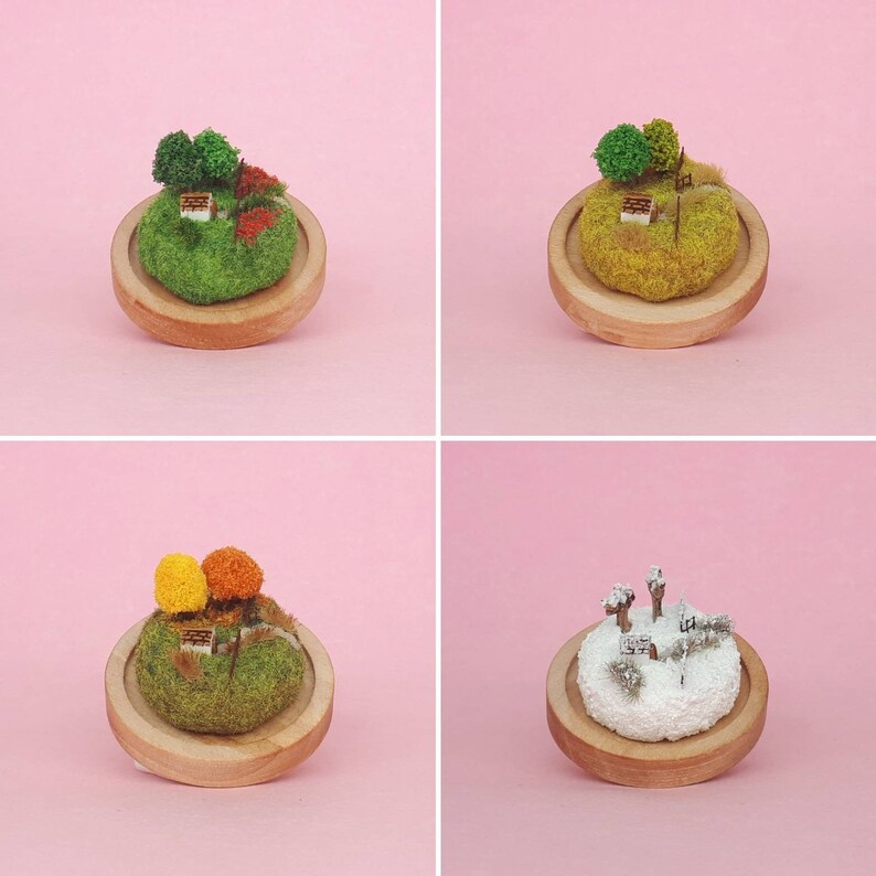 Miniature Four Seasons Diorama. Spring Summer Autumn Winter. Four ...