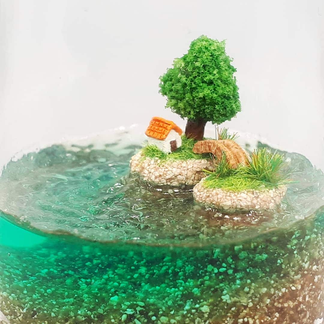 Miniature Island Diorama. Lake Island. Turquoise Water. Miniature ...