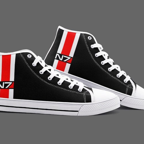 N7 Custom Canvas High Top Shoes Mass Effect Alliance Etsy