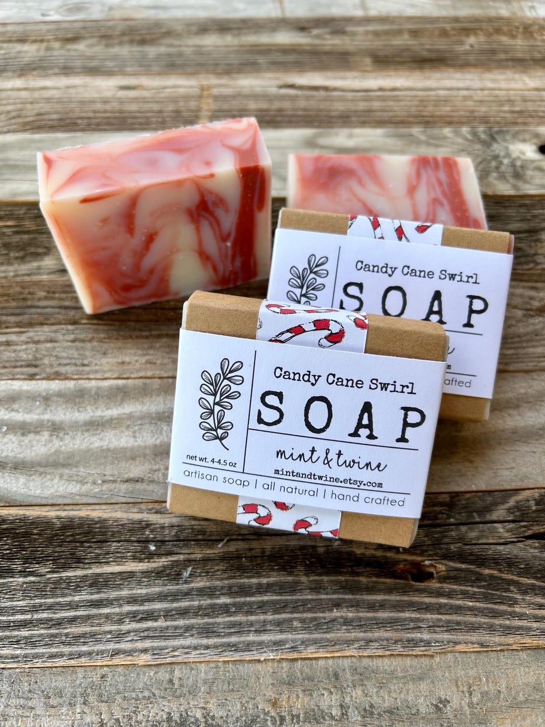 Candy Cane Swirl Handmade Soap, Cold Process Handcrafted Artisan Soap ...