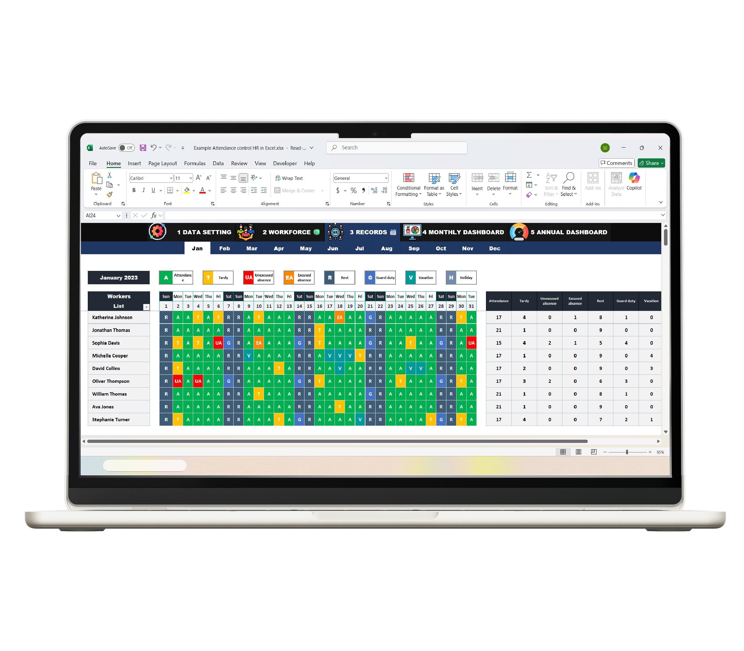 Excel Attendance Tracker: Employee Attendance Sheet Template (digital ...