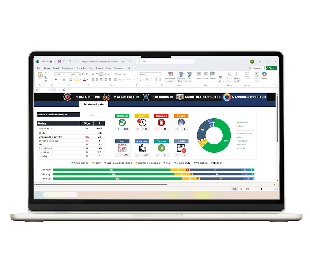 Excel Attendance Tracker: Employee Attendance Sheet Template (digital ...