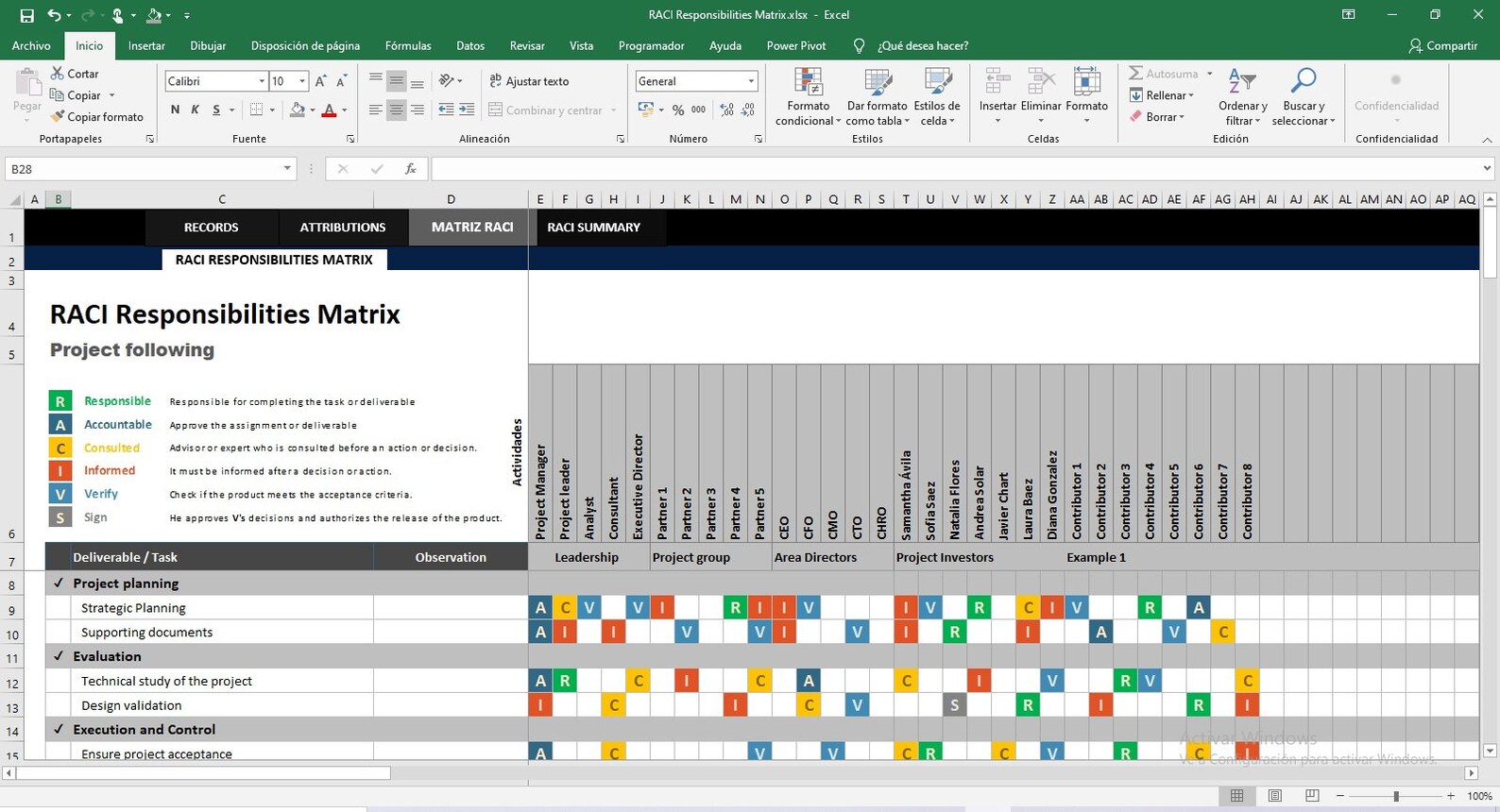 Responsibility Assignment Matrix Template in Excel | RACI Matrix - Etsy