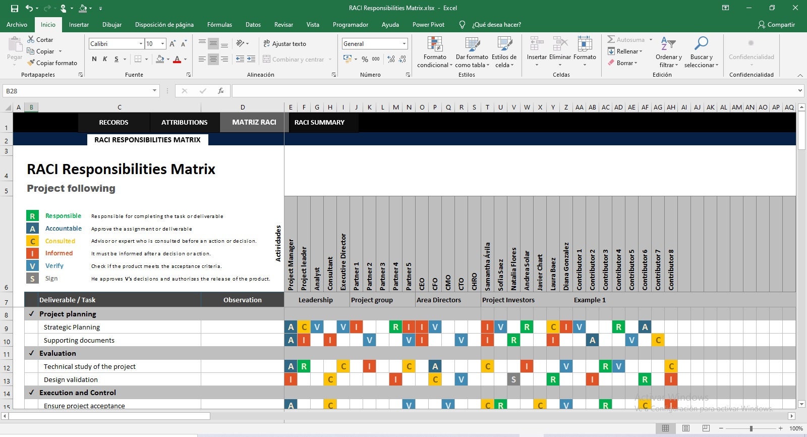 Responsibility Assignment Matrix Template in Excel | RACI Matrix - Etsy UK